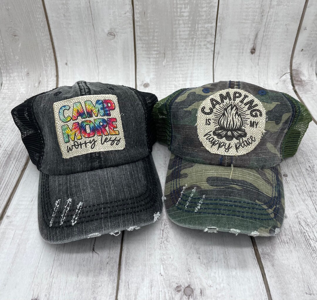 Camping Hat, Camp Season, Patch Hat, Happy Camper, Ponytail Hat, Patch ...