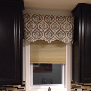 Scalloped Valance. Damask Valance. 52 X 16 50x 16 Lined Window Valance ...