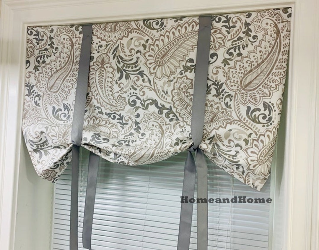 Paisley Tie up Curtain. Paisley Valance. Paisley Valances Taupe Ecru ...
