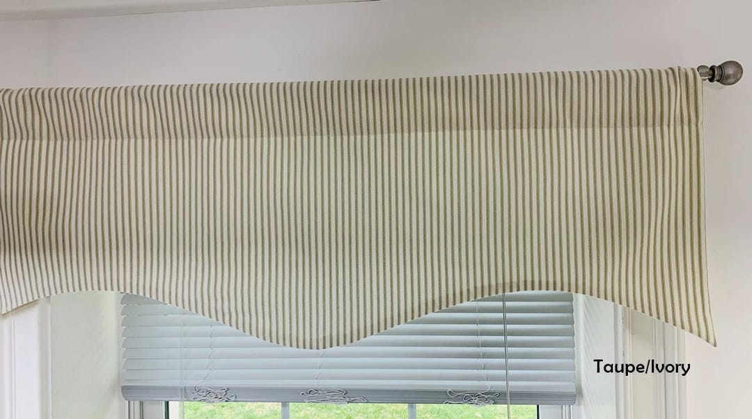 One Fully Lined Scalloped Valance Stripe Valance Sand Valance Brown ...