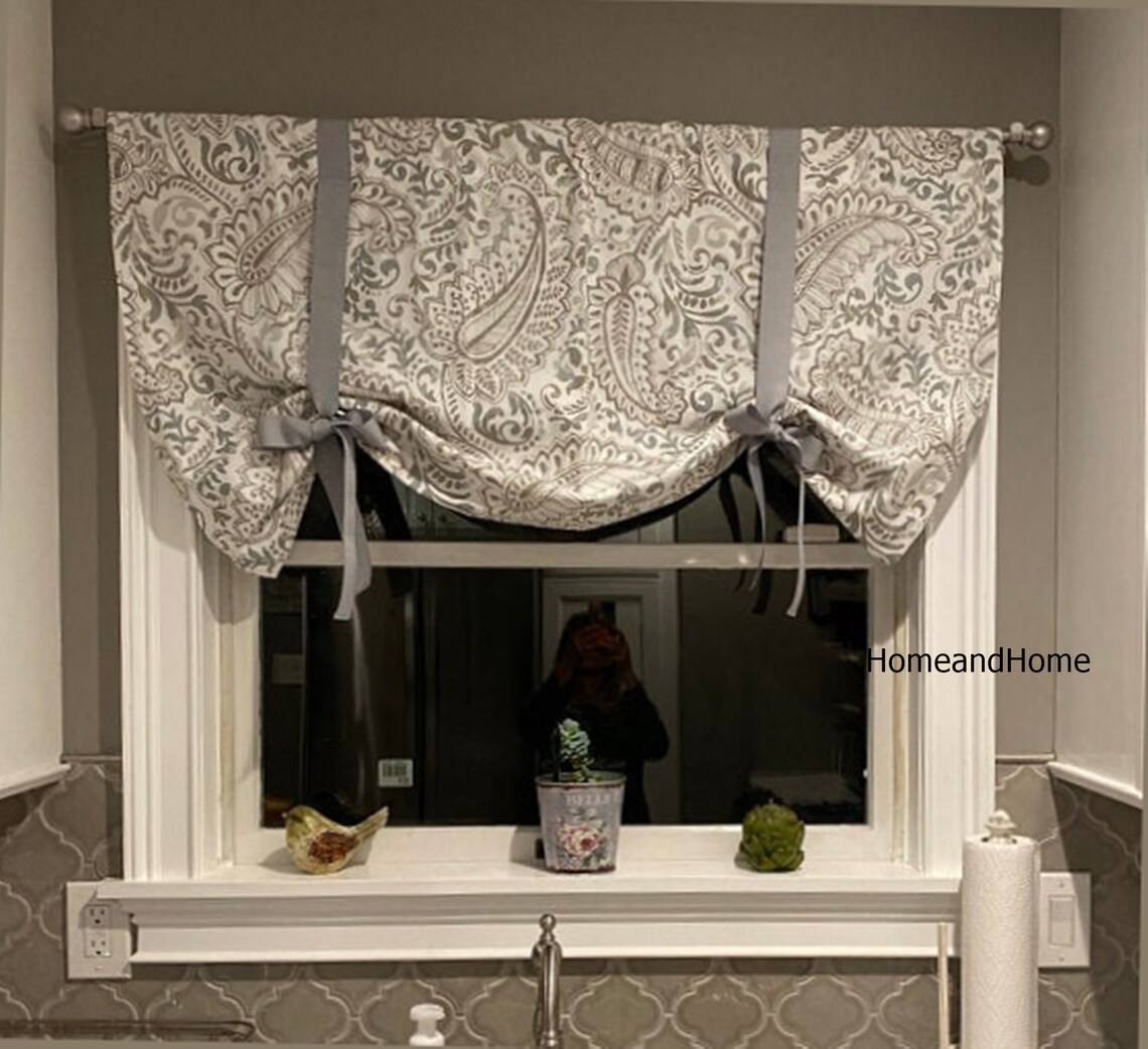 Paisley Tie up Curtain. Paisley Valance. Paisley Valances Taupe Ecru ...