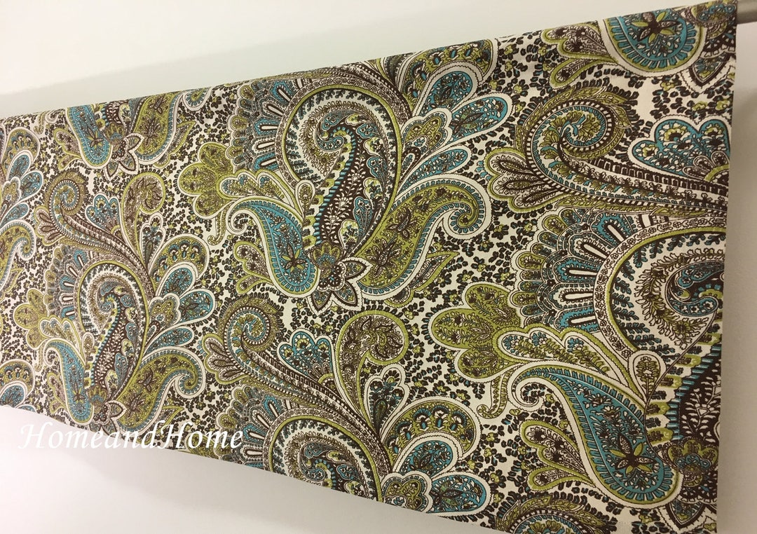 One Valance / 2 Panels Cafe Curtains / Paisley Valance / Kitchen ...