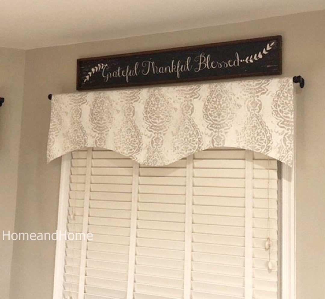 Light Gray Valance Gray Scalloped Valance Lined Window Valance ...