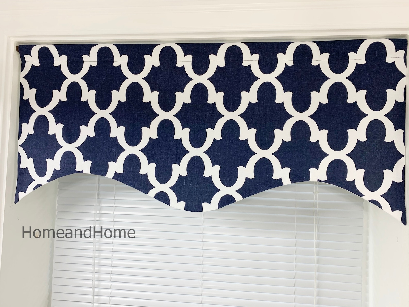 Scalloped Valance Blue Window Valances Navy Blue Valance Kitchen ...