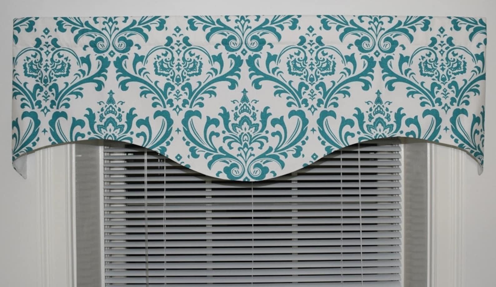 Scalloped Valance Lined Valances Bathroom Damask Valance Black White ...