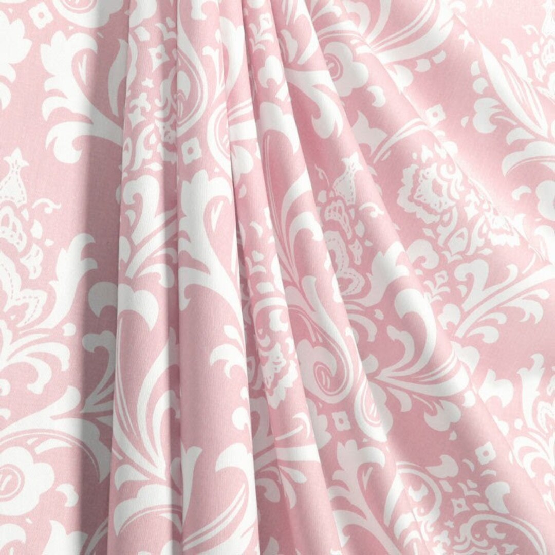 Damask Shower Curtain Ozbourne Bella Pink White 72 X 84 108 Long Shower ...
