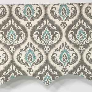 Scalloped Valance. Damask Valance. 52 X 16 50x 16 Lined Window Valance ...