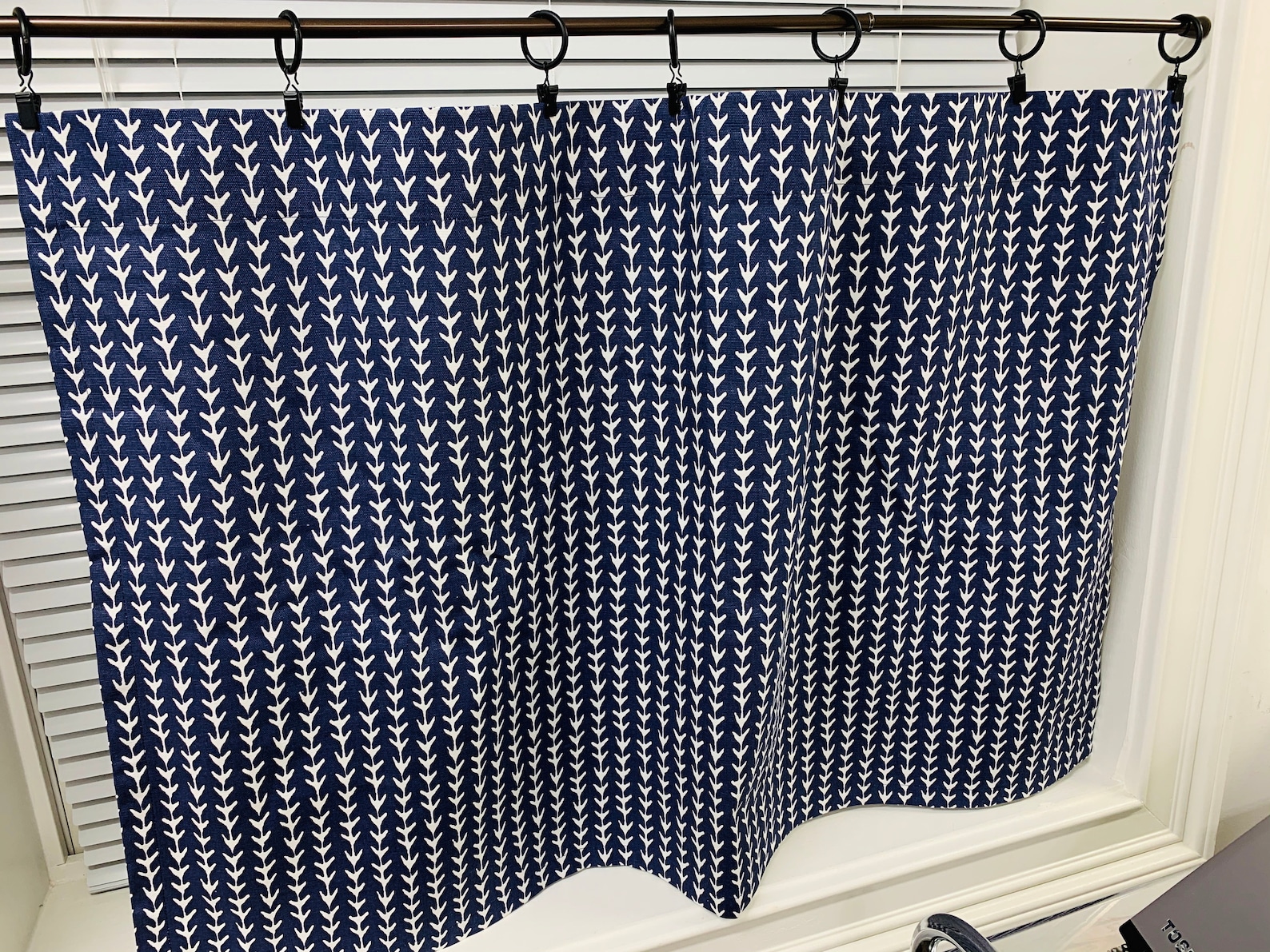 Navy Blue Valance Blue White Curtain Valance Topper Window Valance ...