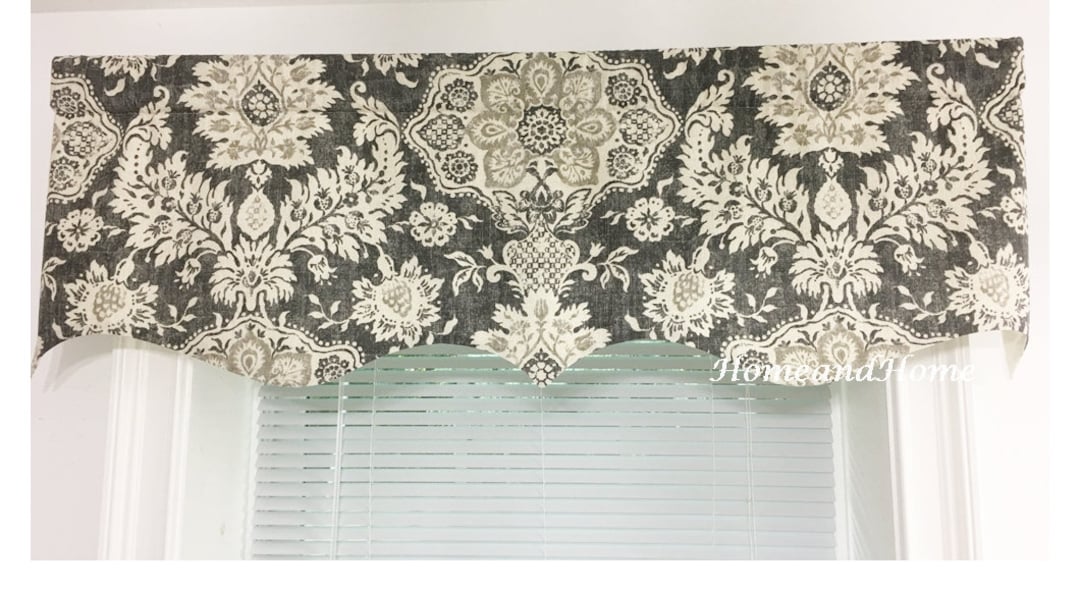 Scalloped Valance. Gray Valance. Grey Beige Cream 52 X16 50 X 16 Lined ...