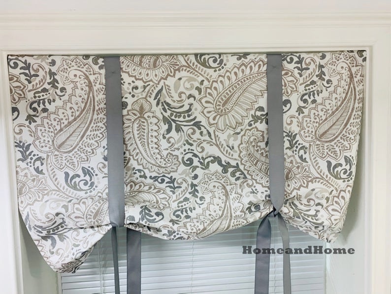 Paisley Tie up Curtain. Paisley Valance. Paisley Valances Taupe Ecru ...