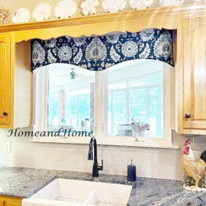One EXTRA Wide Scalloped Valance Size up to 109" Sliding Door Valance ...