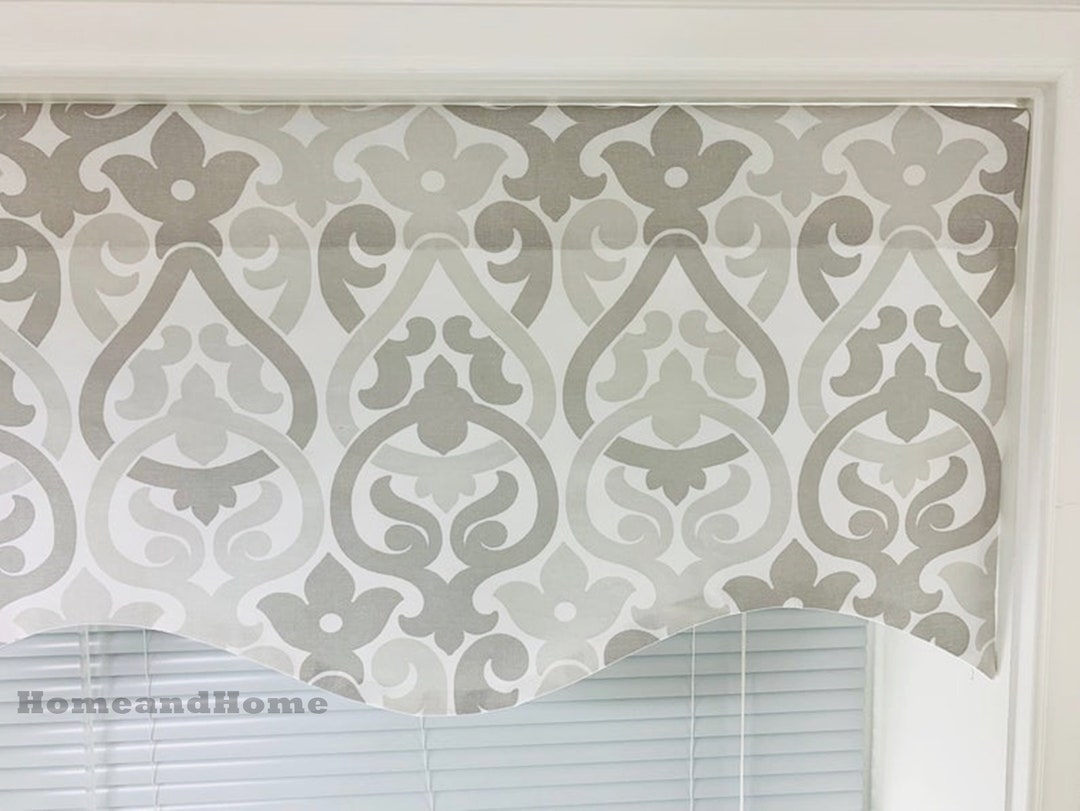 Light Gray Valance Gray Scalloped Valance Lined Window Valance ...