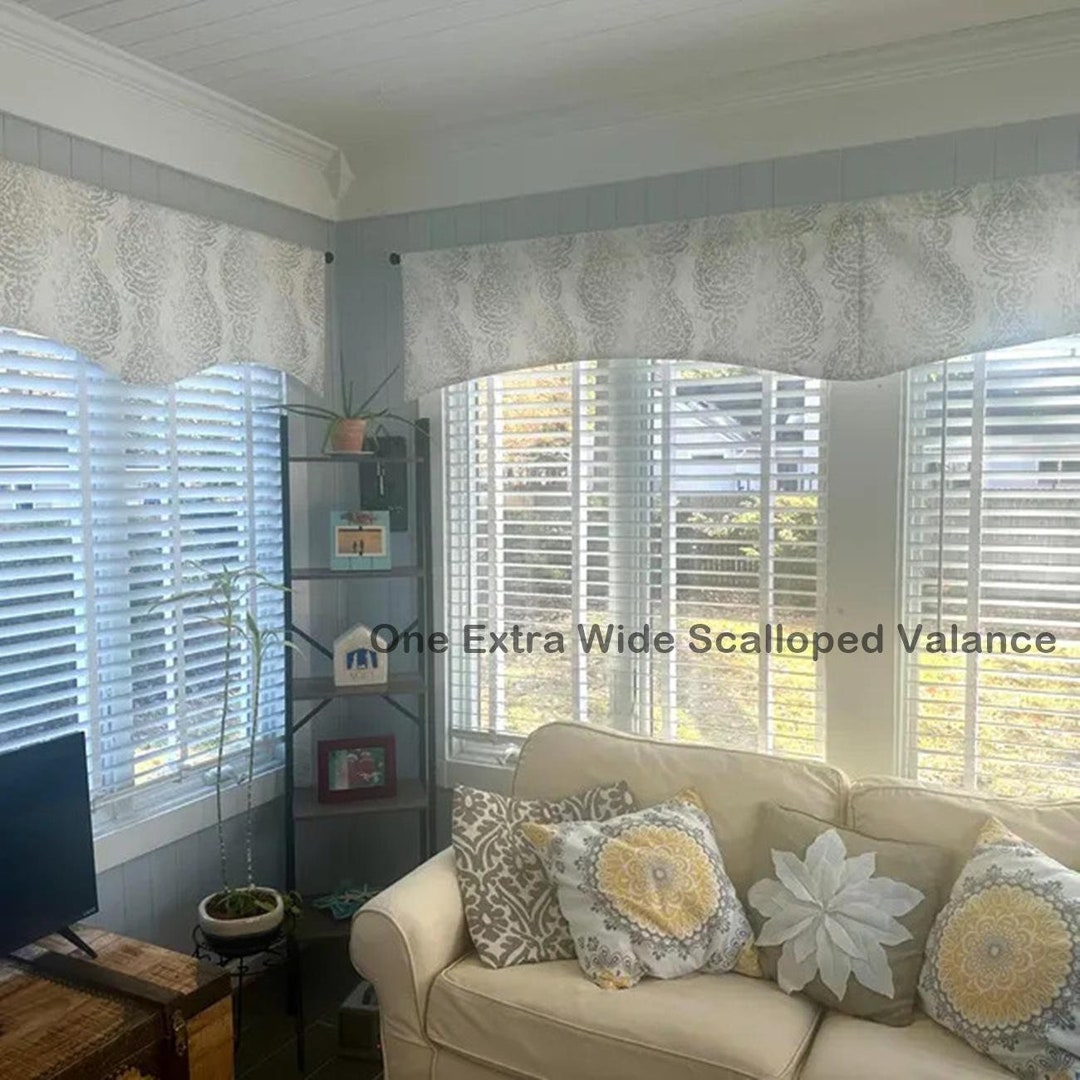 EXTRA Wide Scalloped Valance. Size up to 109'wide. Sliding Door Valance ...