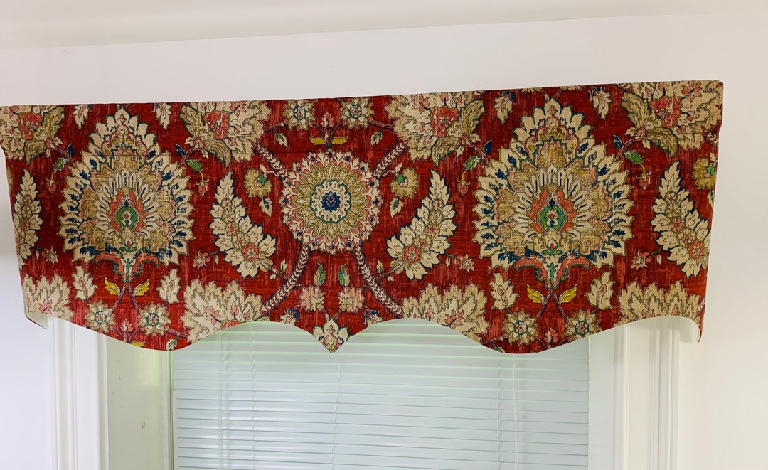 Scalloped Valance. Waverly Valance. Dark Denim Blue Stone Gray Lined ...