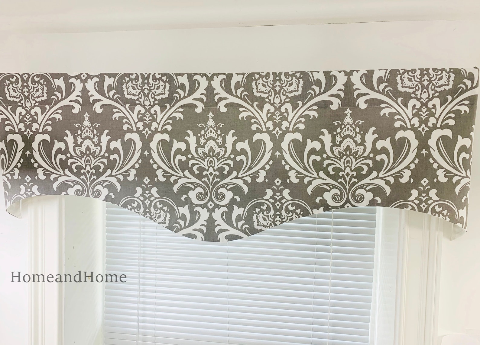 Scalloped Valance Lined Valances Bathroom Damask Valance Black White ...