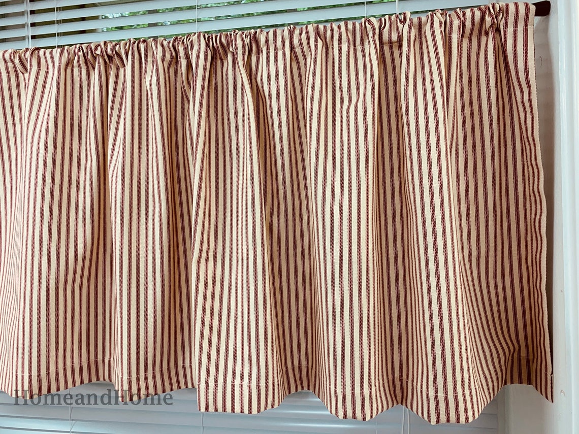 Farmhouse Valances Red Oatmeal Cafe Curtains. Farmhouse Decor Kitchen ...