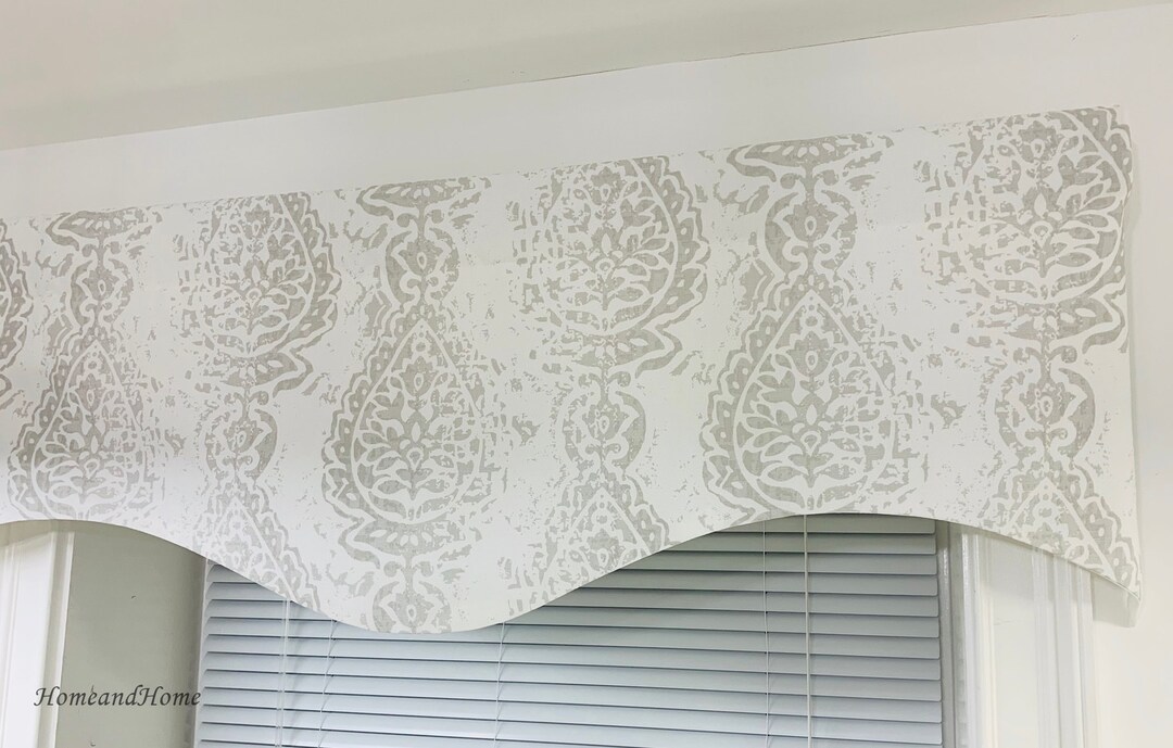 Light Gray Valance Gray Scalloped Valance Lined Window Valance ...