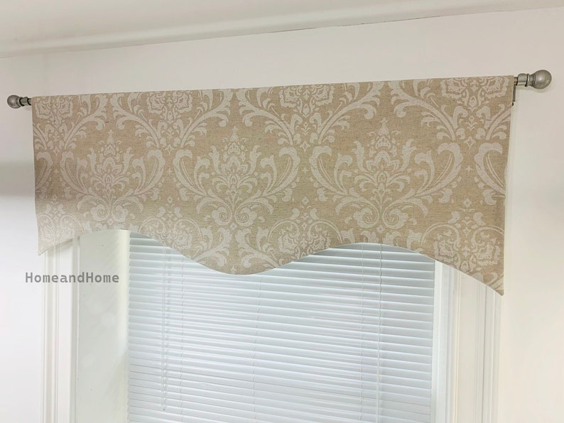 Scalloped Window Valance. Oatmeal Ivory Valance. Fully Lined Cotton ...