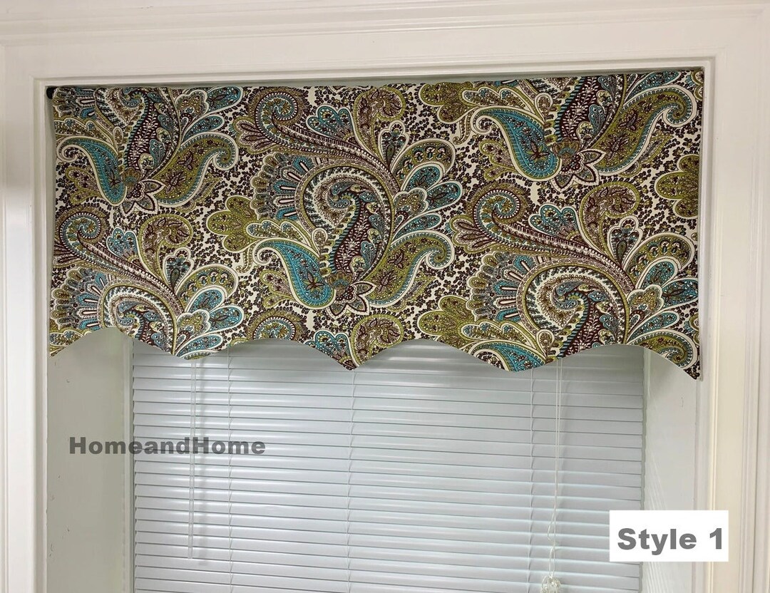 Paisley Scalloped Valance Lined Window Valance Decorative Valance Paisley Valance Paisley