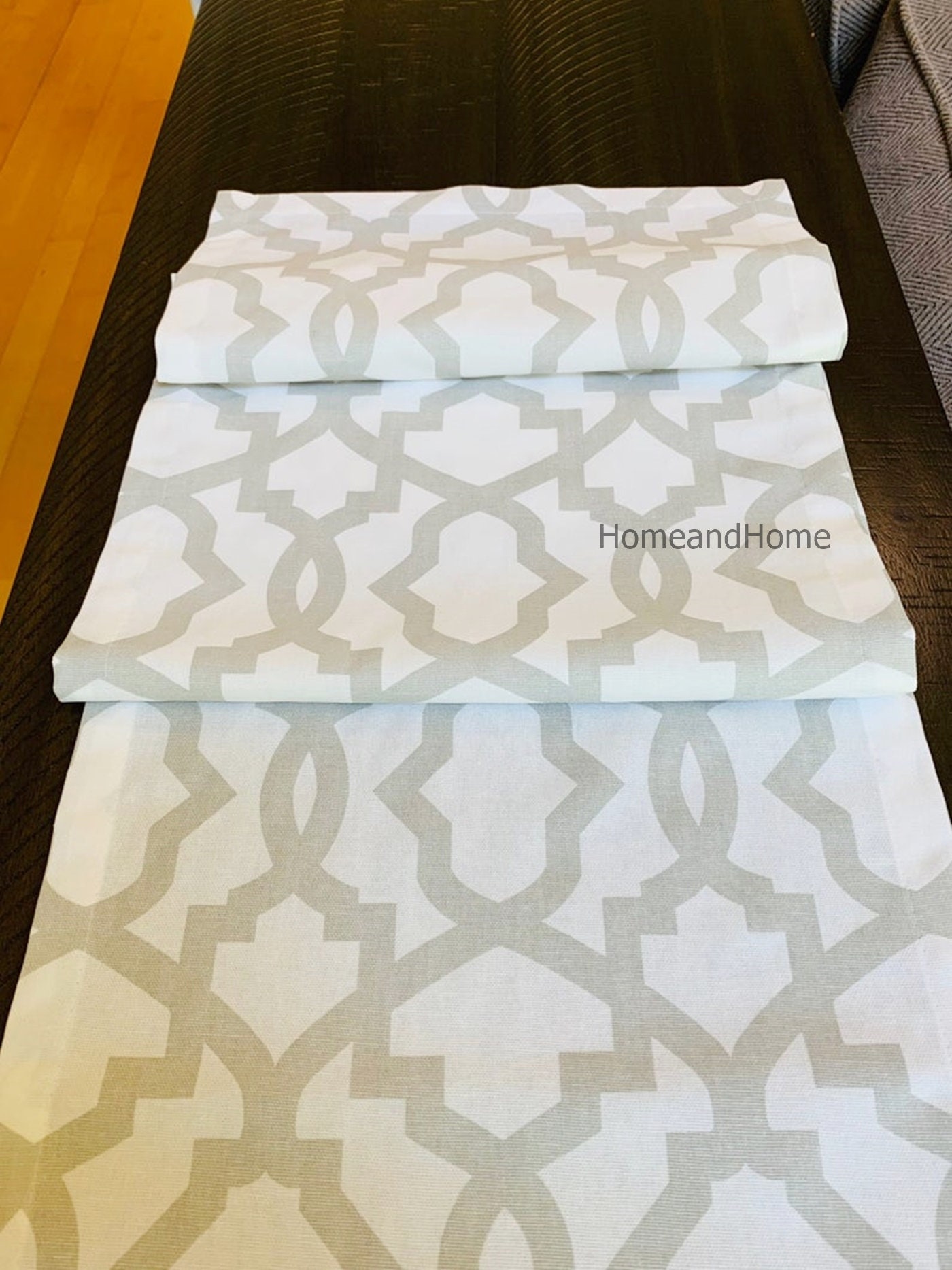 Gray Table Runner. Arrow Dandelion Runner Designer Fabric | Etsy