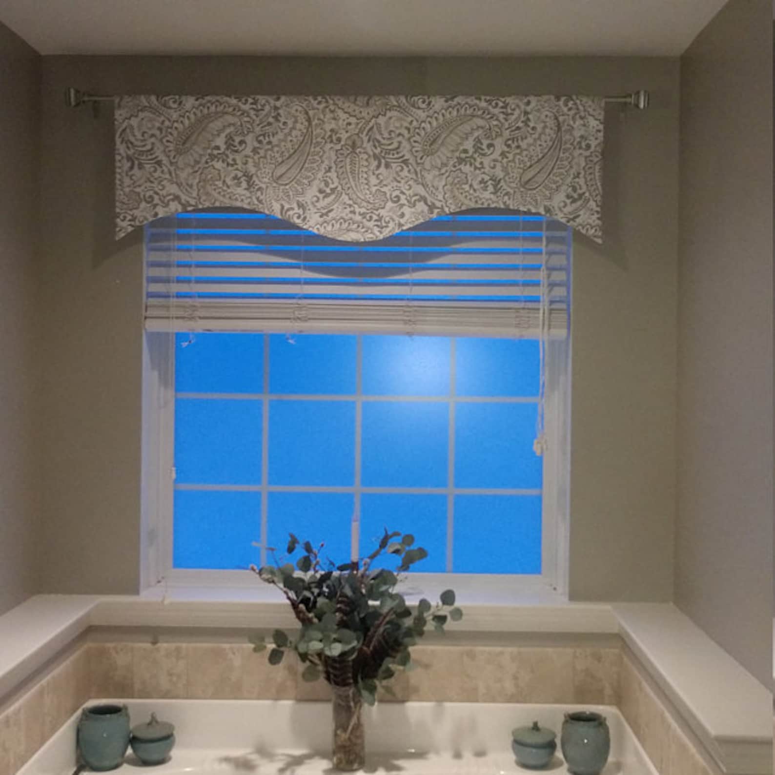 Paisley Valance Ecru Scalloped Valance Lined Window Valance Decorative ...