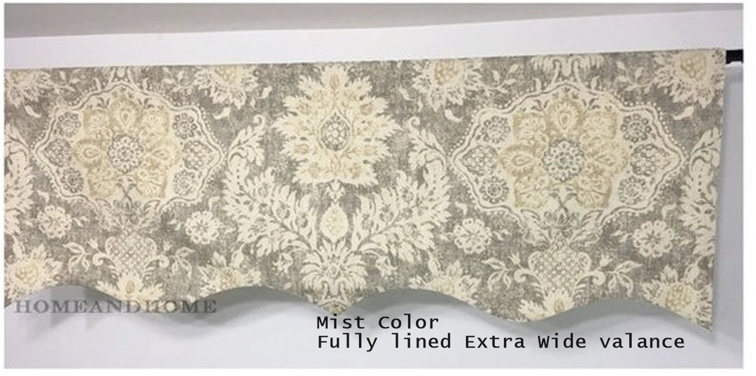 EXTRA Wide Scalloped Valance. Size up to 109'wide. Sliding Door Valance ...