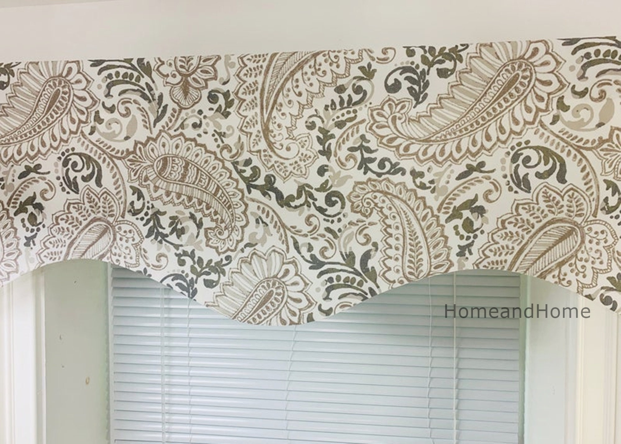 Paisley Valance Ecru Scalloped Valance Lined Window Valance Decorative ...