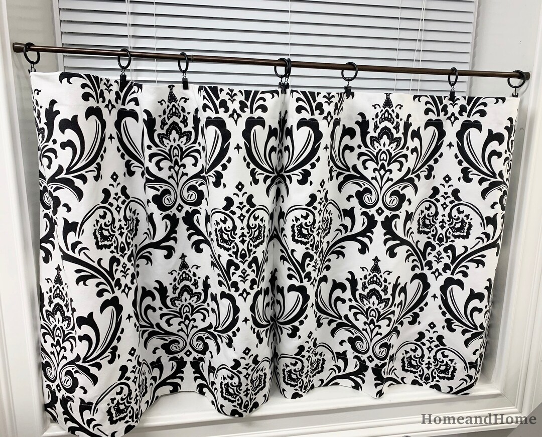 Damask Valances Damask Cafe Curtains. Kitchen Valance. Black Valance ...