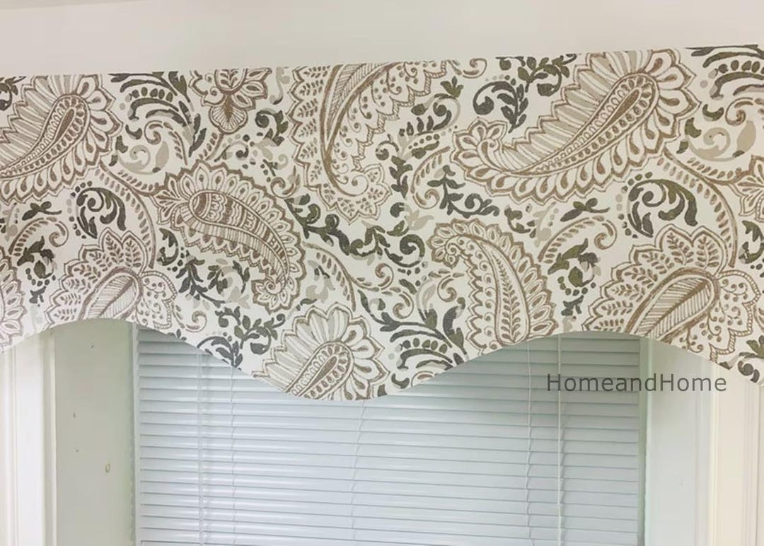 EXTRA Wide Scalloped Valance Size Upto 109W Sliding Door Valance Taupe ...