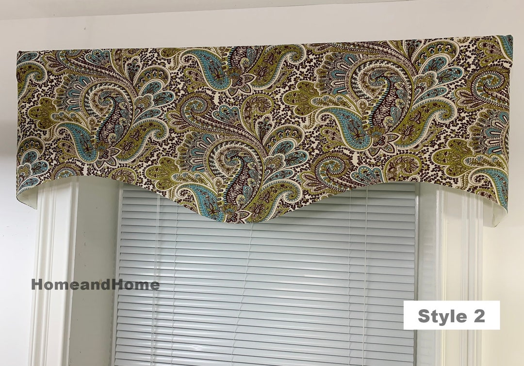 Paisley Scalloped Valance Lined Window Valance Decorative Valance ...