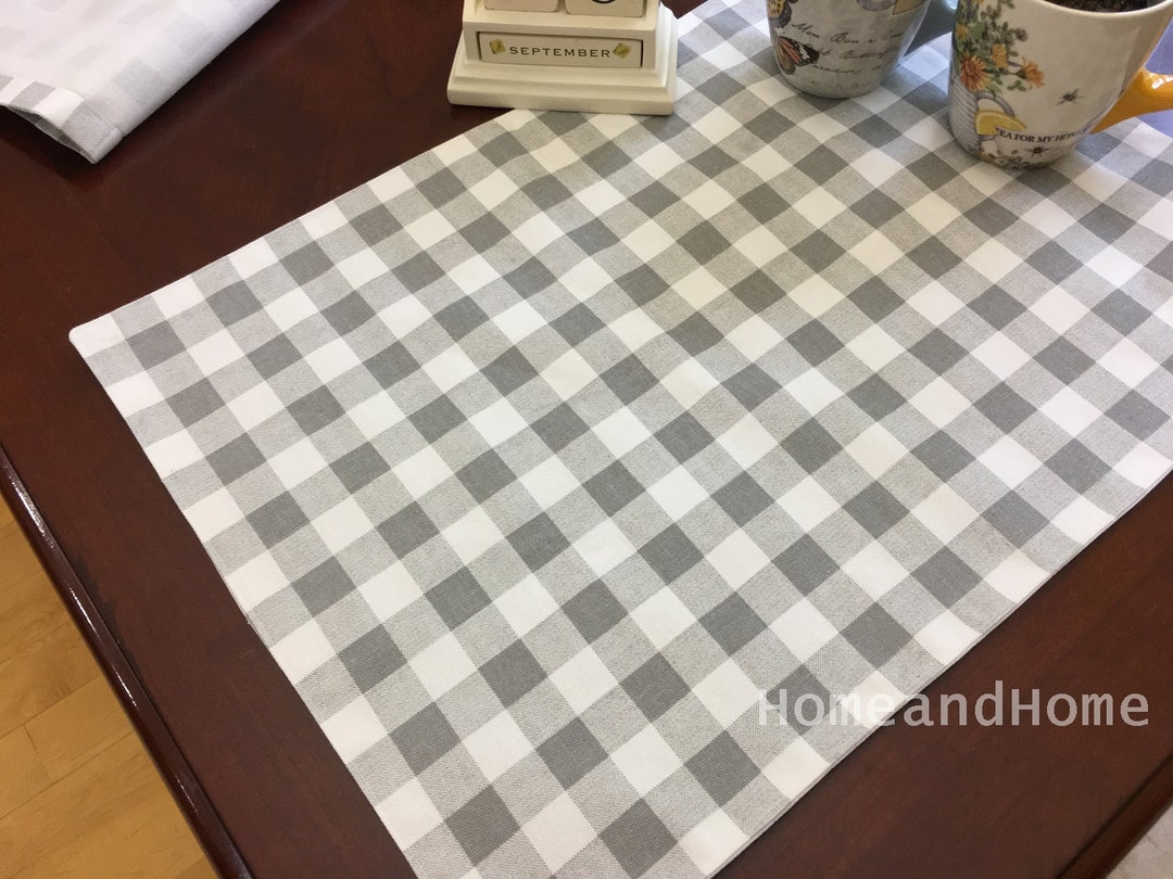 One 13 X 18 Lined Placemat Buffalo Plaid Placemats. Black French Gray ...
