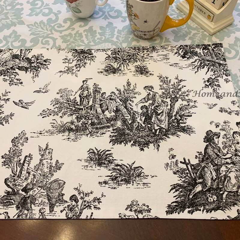 Black Toile Fabric - Etsy