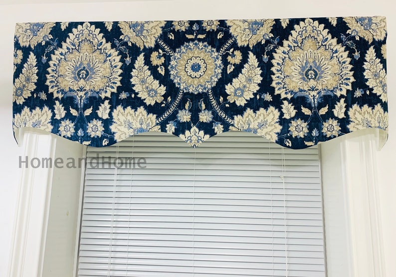 Scalloped Valance. Waverly Valance. Dark Denim Blue Stone Gray - Etsy