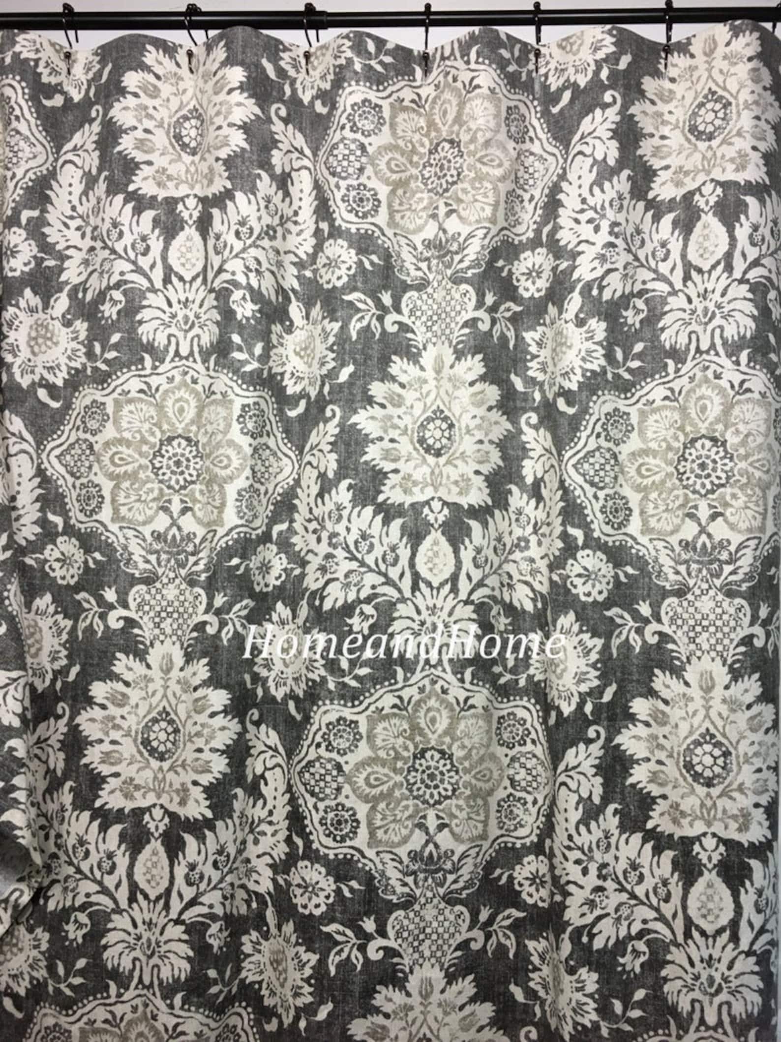 Custom Size Gray Shower Curtain, Farmhouse Decor Cotton Fabric ...