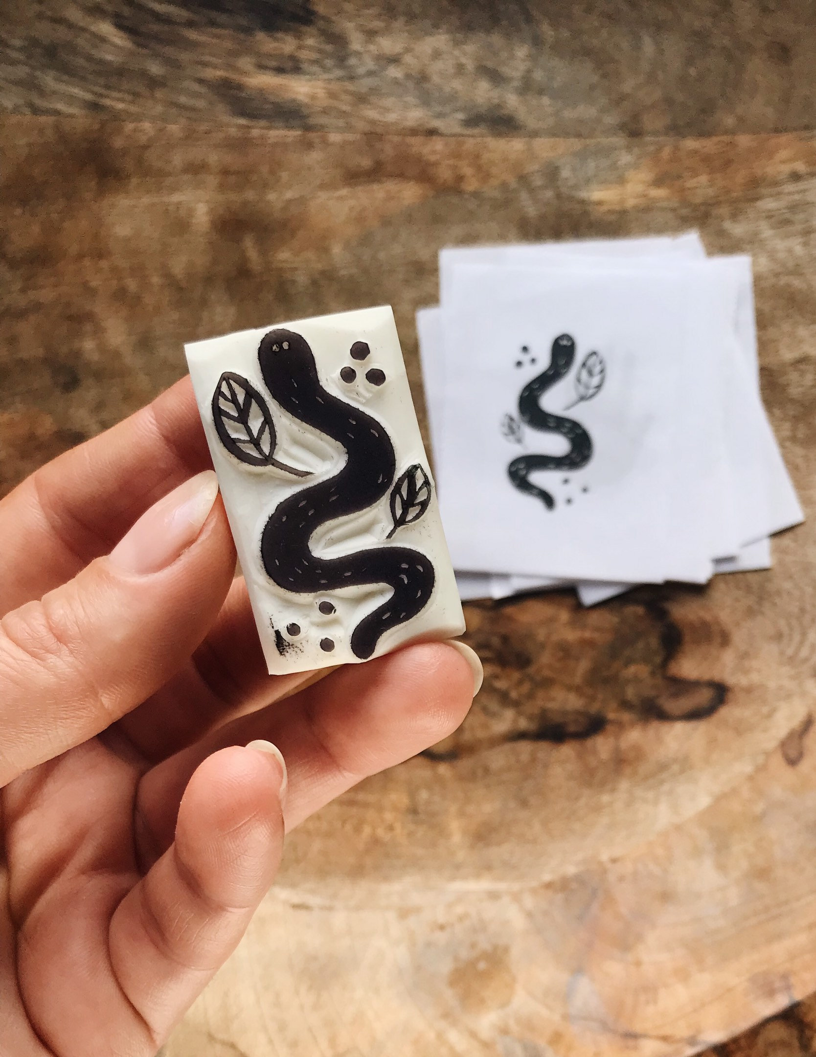 Hand Carved Snake Rubber Stamp, Witchy Design - Etsy