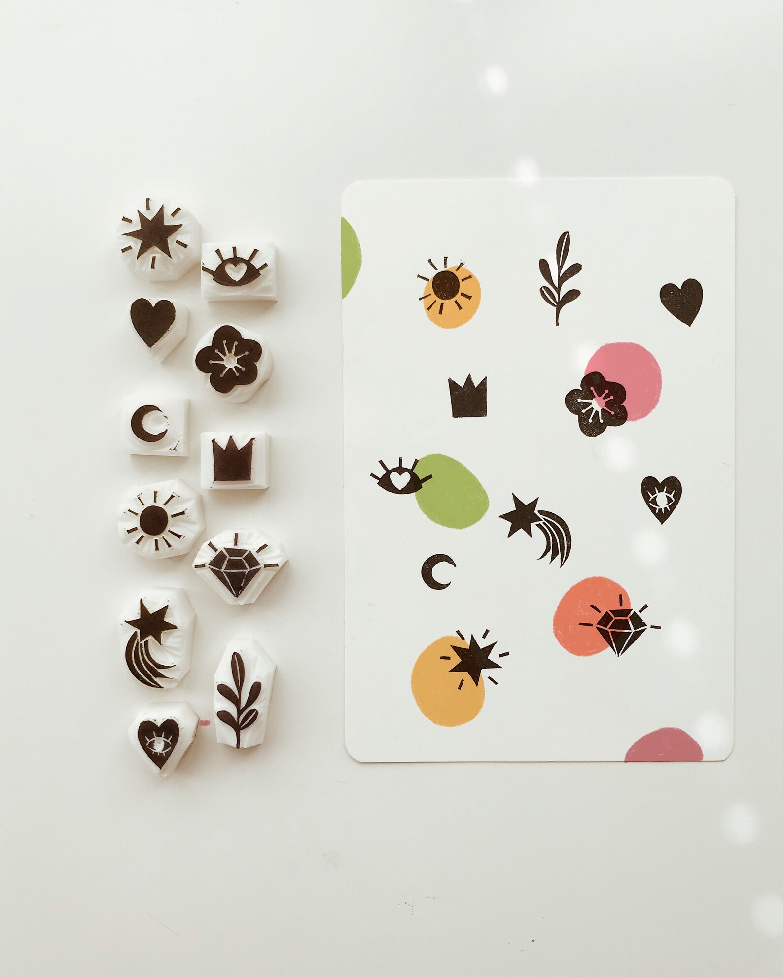 Tiny Rubber Stamps, Magical Stamps, Small Diamond, Crown, Star, Comet ...