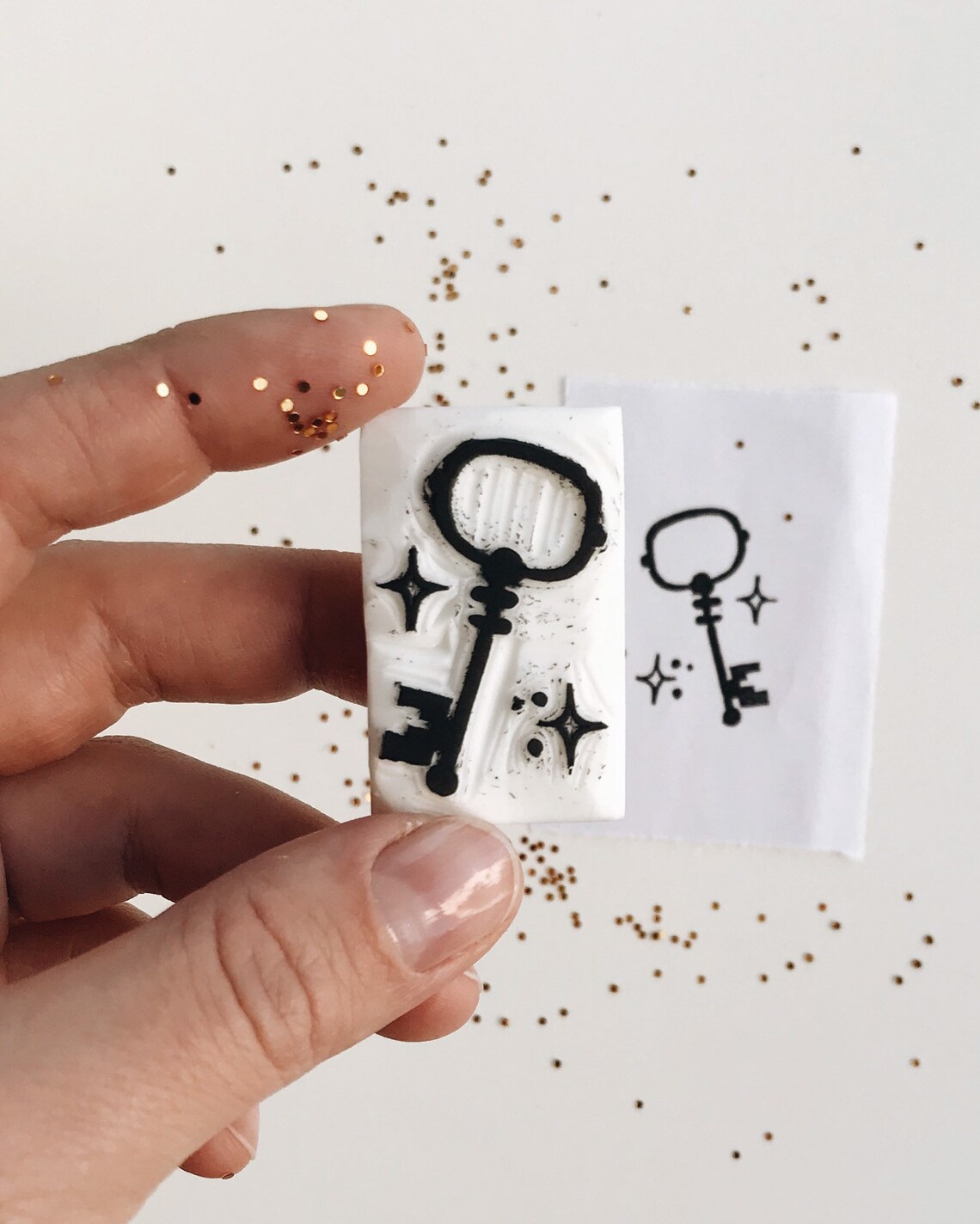 Magic Key Stamp Fairy Tale Golden Key Rubber Stamp - Etsy