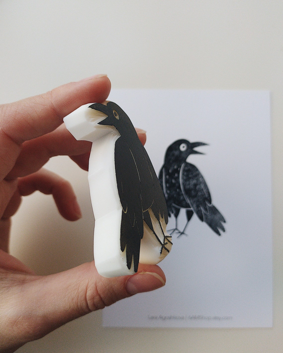 Crow Rubber Stamp, Black Crow Logo, Raven Stamp, Black Bird, Bird Stamp ...