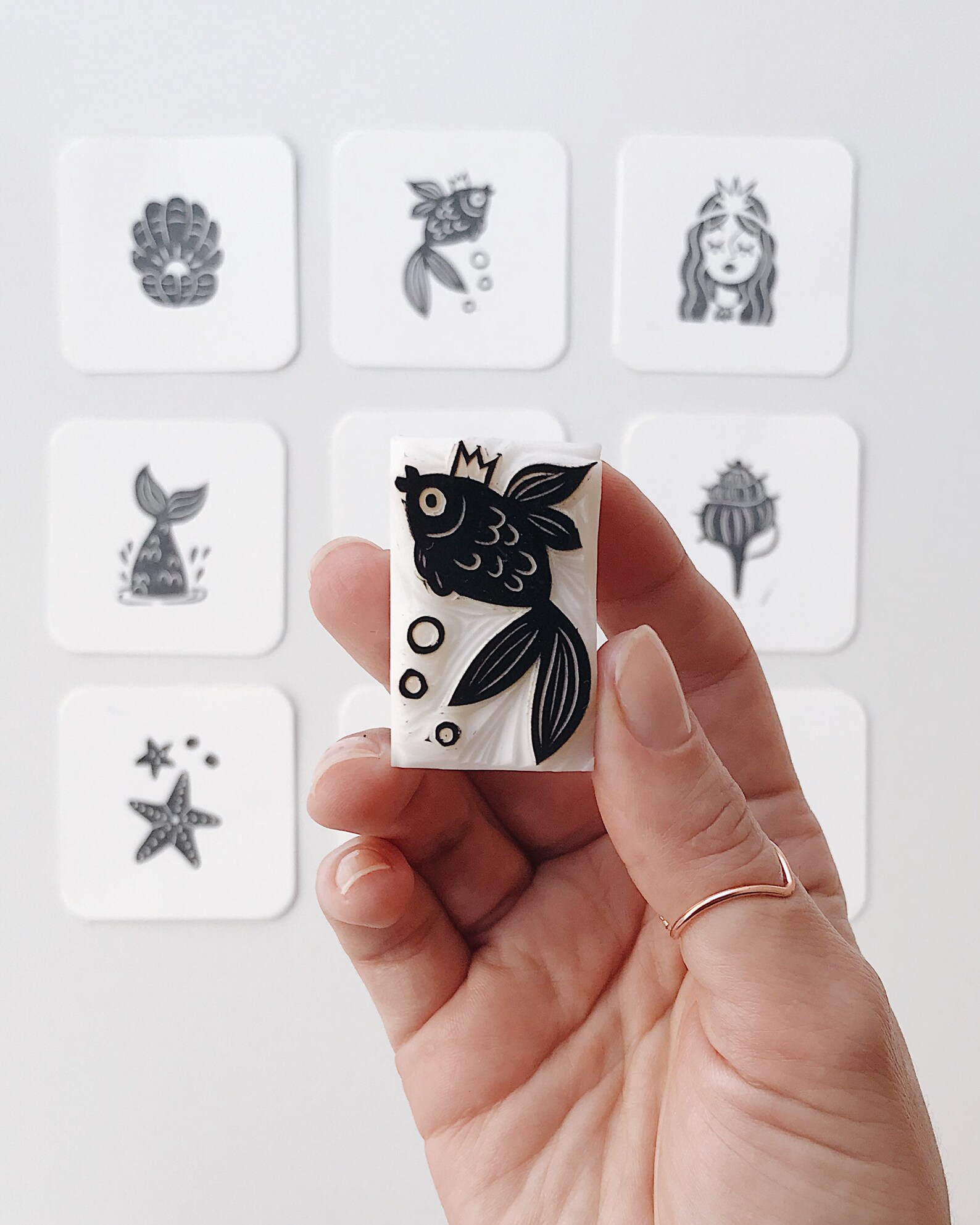 Goldfish Stamp, Hand Carved Fish, Magic Fish, Fairytale, Mermaid, Sea ...