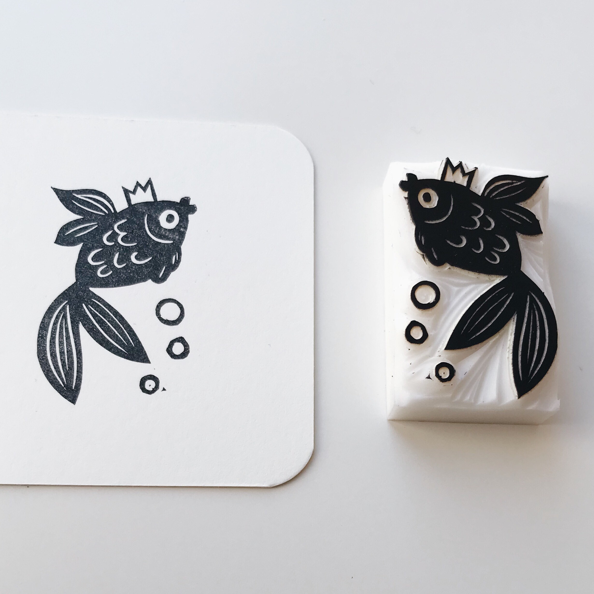 Goldfish Stamp, Hand Carved Fish, Magic Fish, Fairytale, Mermaid, Sea ...