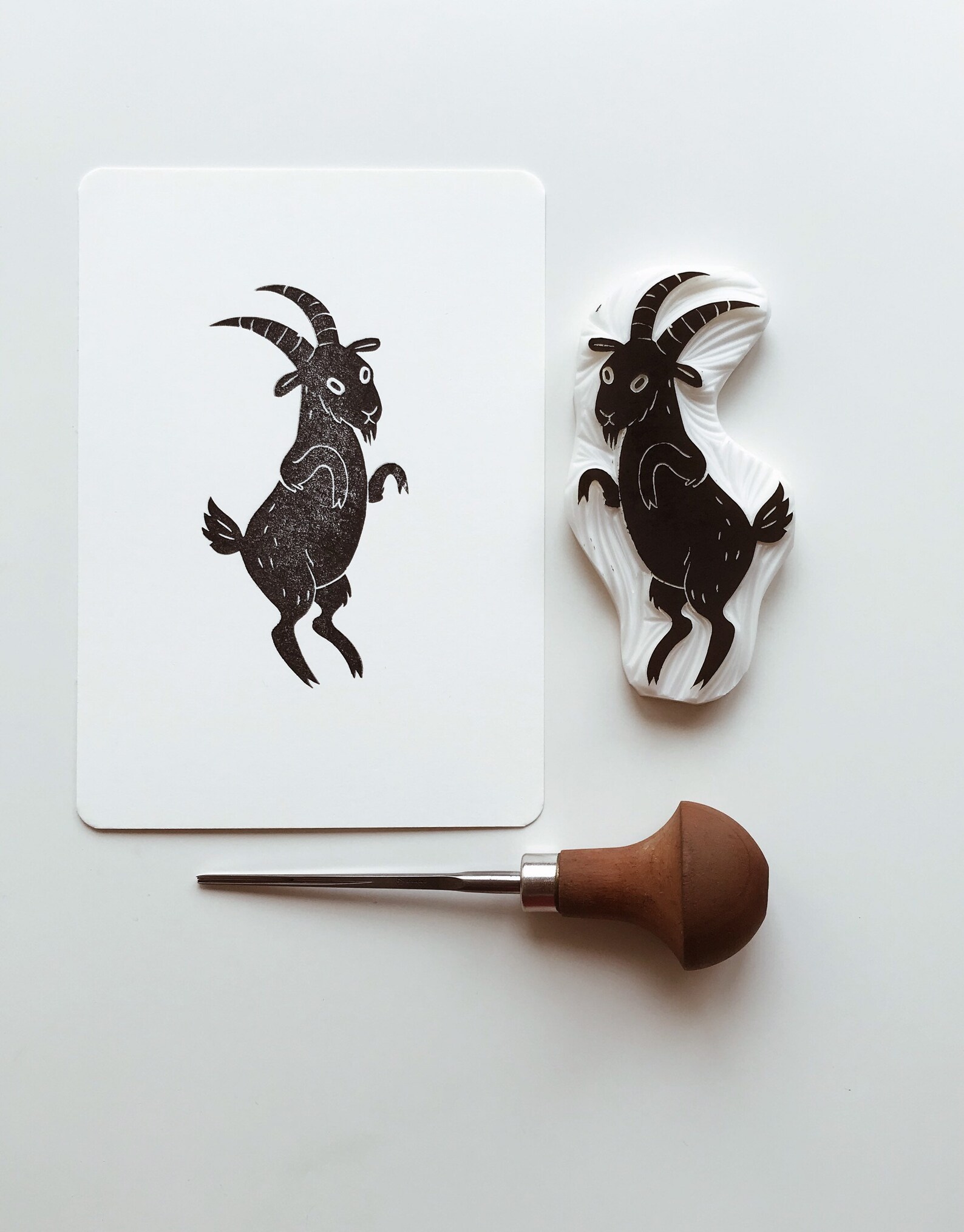 Goat Stamp, Black Goat Rubber Stamp, Hand Carved Goat Stamp, Pattern ...