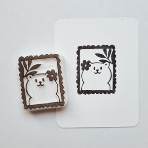 Rubber Stamp Hand Carved Bear Portrait Rubber Stamp Cute Tropical Bear ...