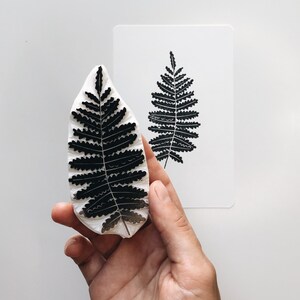 Fern Stamp Fern Leaf Rubber Stamp Hand Carved Botanical | Etsy