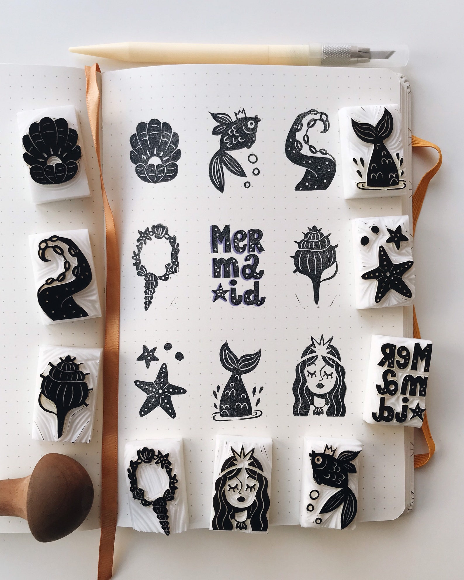 Mermaid’s Mirror Stamp, Mirror Stamp, Magic Mirror, Sea Magic, Ocean ...