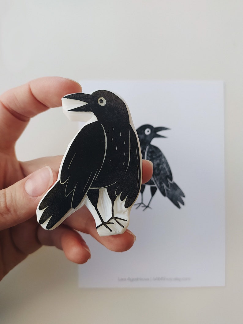 Crow Rubber Stamp, Black Crow Logo, Raven Stamp, Black Bird, Bird Stamp ...