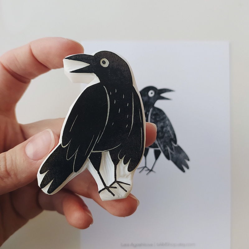 Crow Rubber Stamp - Etsy