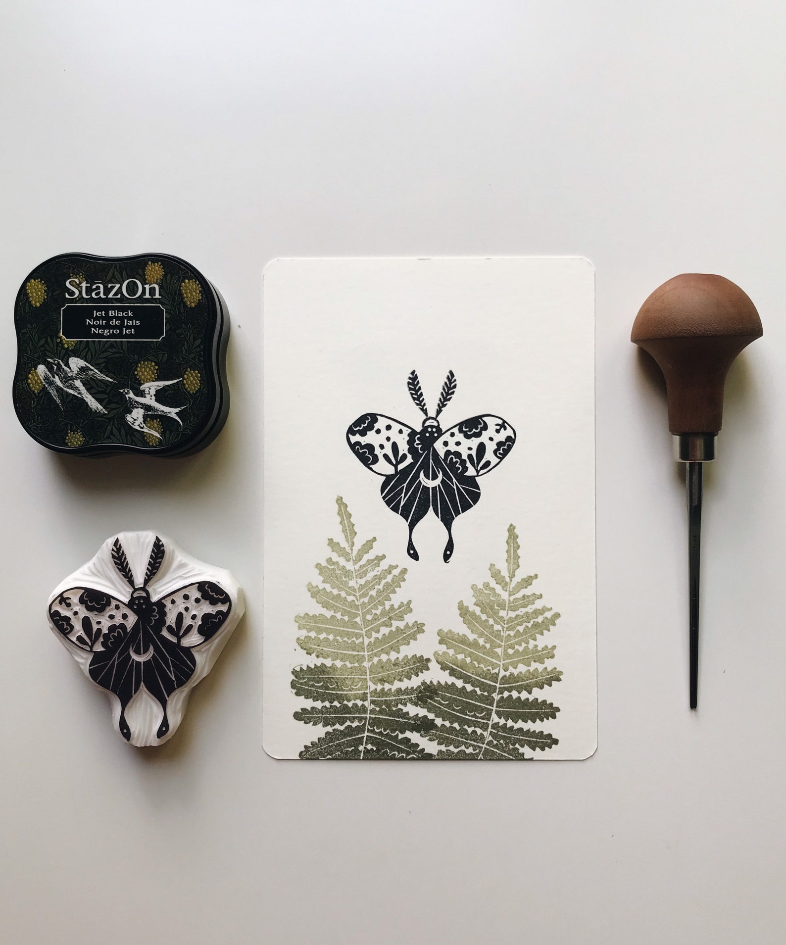 Moth Stamp Floral Moth Night Moth Stamp Moon Moth Witchy - Etsy