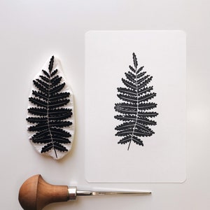 Fern Stamp Fern Leaf Rubber Stamp Hand Carved Botanical | Etsy