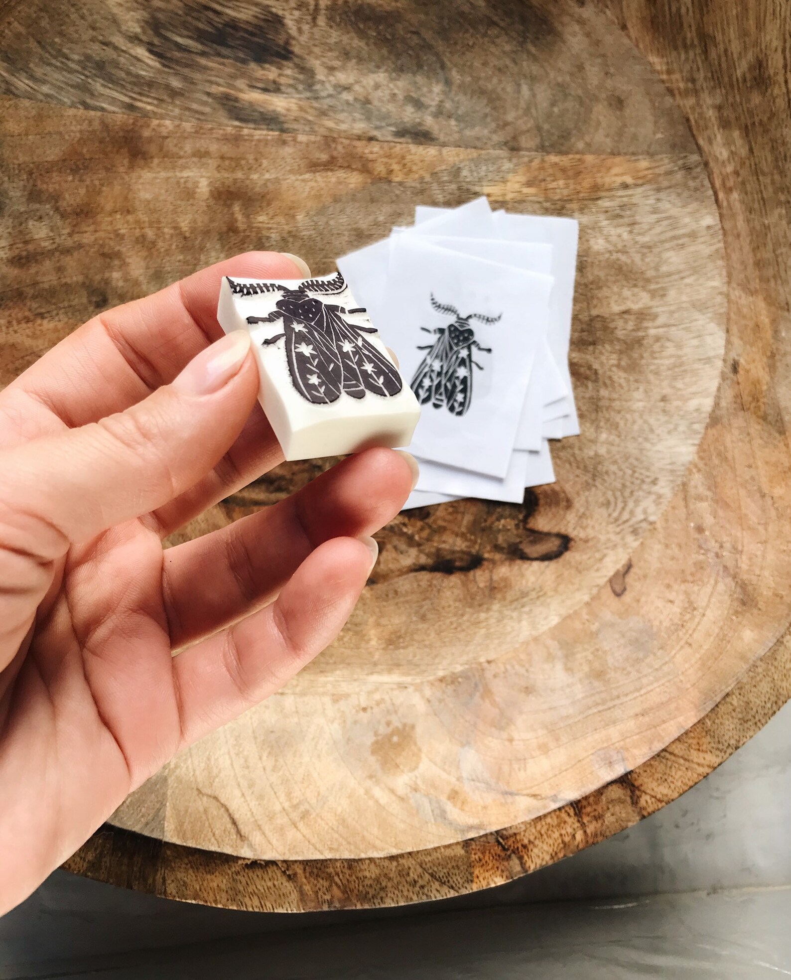 Moth Rubber Stamp Floral Moth Night Moth Stamp | Etsy