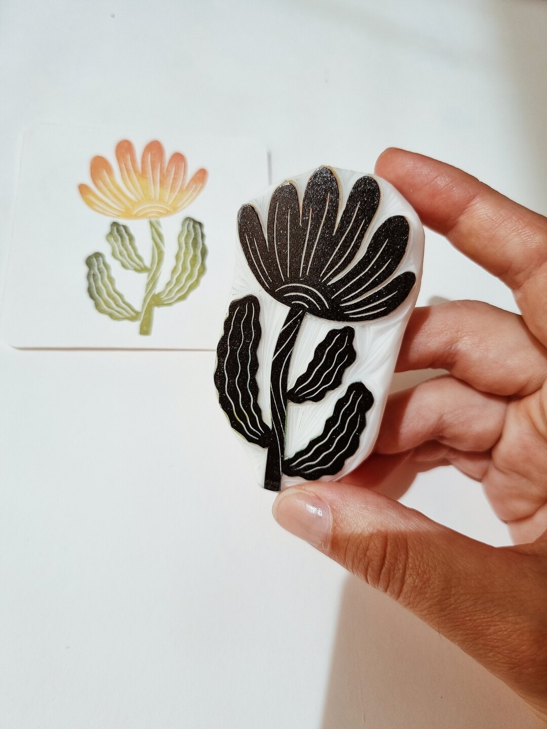 Rubber Stamp | Flower Stamp | Hand Carved - Etsy